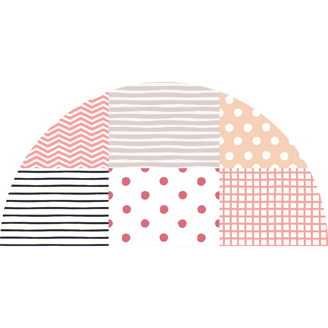 KIDS PINK DOTS AND LINES PATTERNS HALF ROUND RUG — Cape Rug, Home & Art