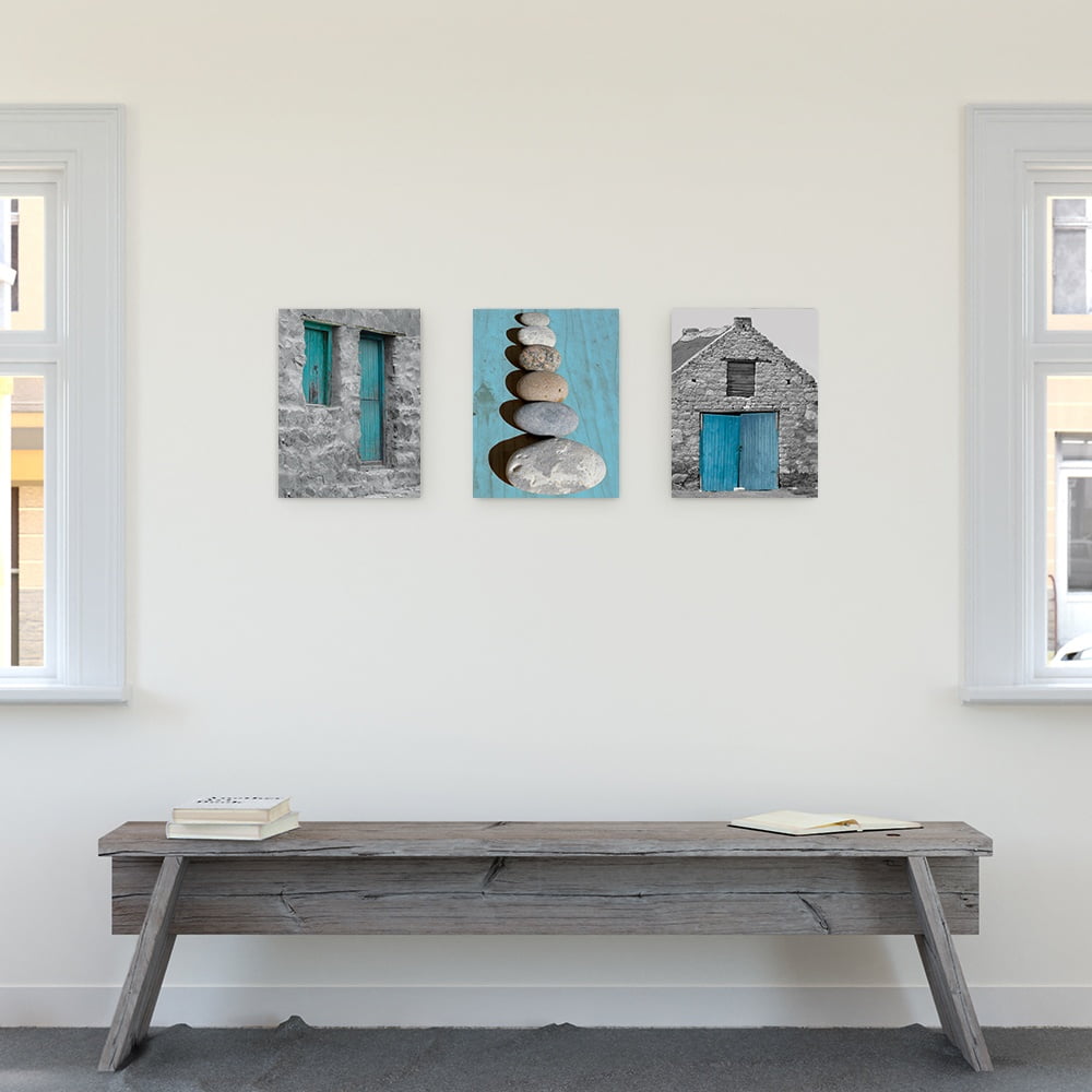 Birch Block 3 pce Collage Stones and Blues — Cape Rug, Home & Art