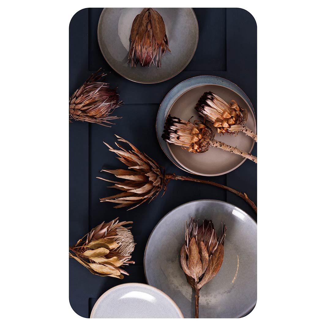 GOLDEN PROTEA AND PLATES KITCHEN TOWEL — Cape Rug, Home & Art